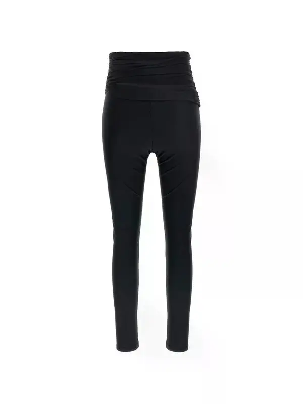 Andamane Shiny Draped Leggings - Black