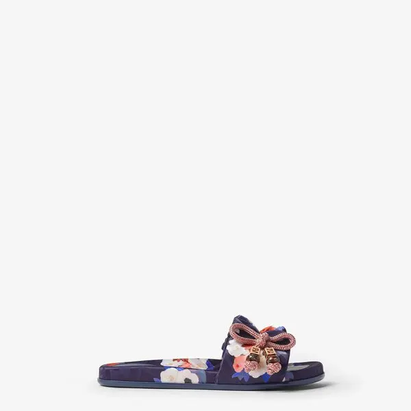Fendi Ff Jacquard Satin Flat Slides