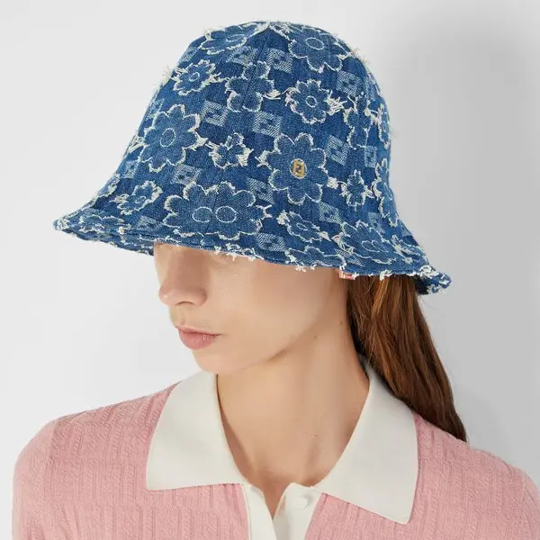 Fendi Ff Floral Denim Cloche Hat