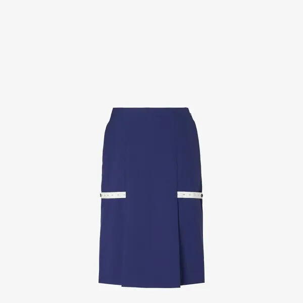 Fendi Straight-cut Midi Skirt With Slits - Blue