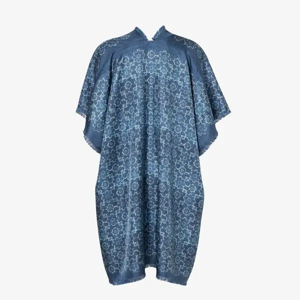Fendi Ff Floral Silk Poncho
