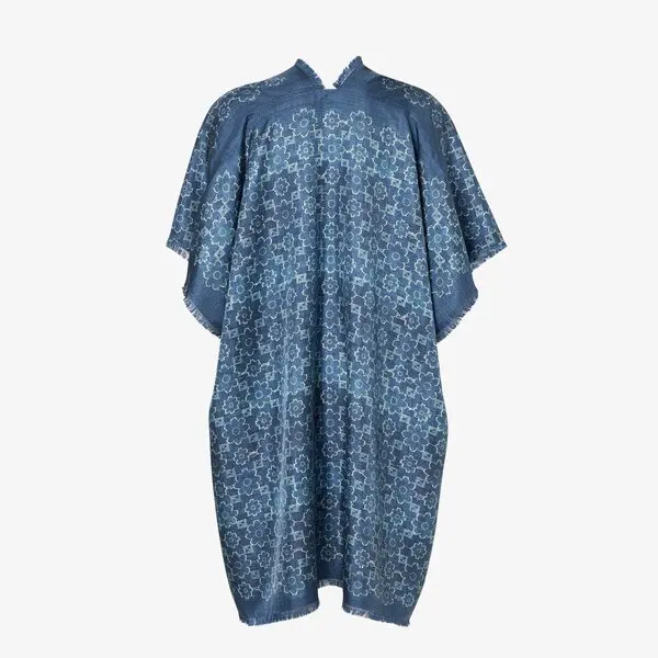 Fendi Ff Floral Silk Poncho