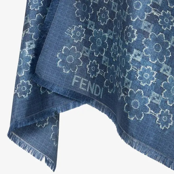 Fendi Ff Floral Silk Poncho