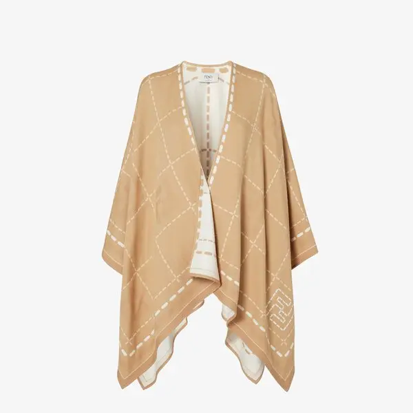 Fendi Camel Wool Poncho