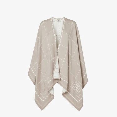 Fendi Selleria Macro Check Wool Poncho