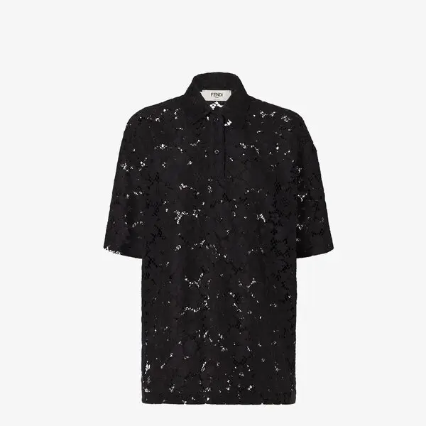 Fendi Lace Polo Shirt - Black