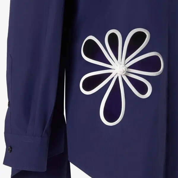 Fendi Long-sleeved Cotton Poplin Shirt With Ajour Motif
