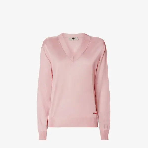 Fendi Long-sleeved V-neck Jumper - Pink