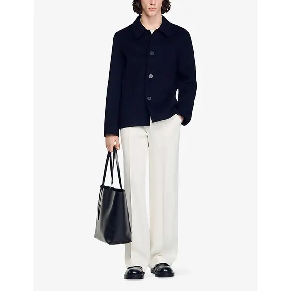 Sandro Side-pocket Wool-blend Worker Jacket