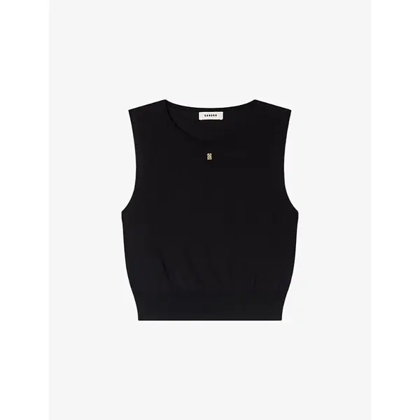 Sandro Sleeveless Cropped Knitted Jumper - Black