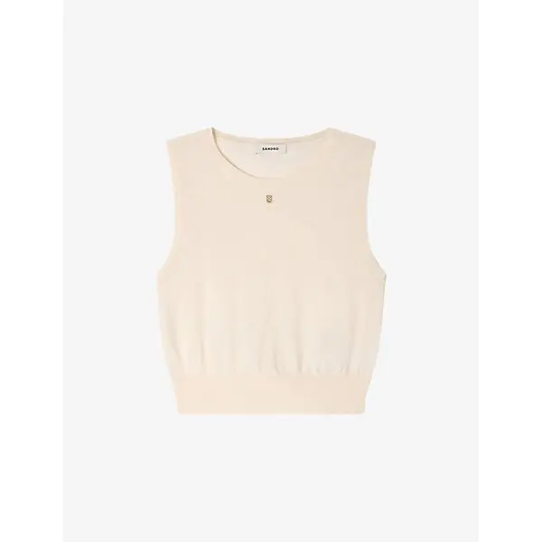 Sandro Sleeveless Cropped Knitted Jumper - Ecru