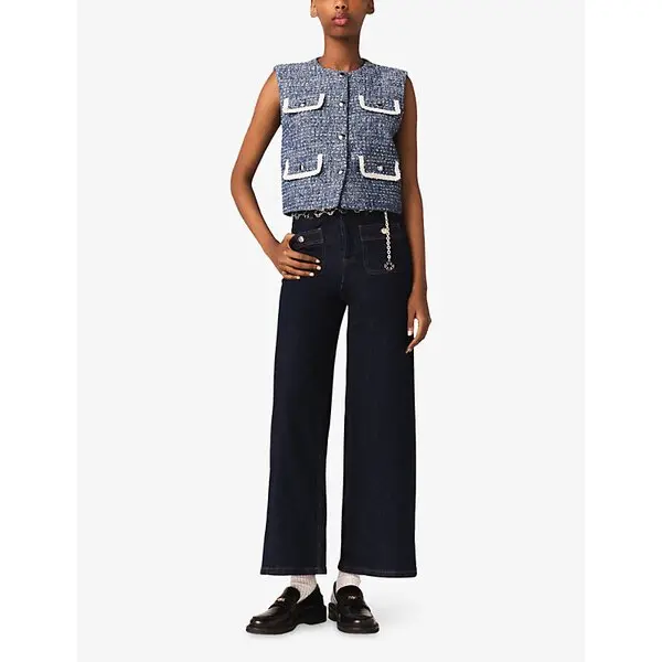 Maje Boxy-fit Round-neck Tweed Vest
