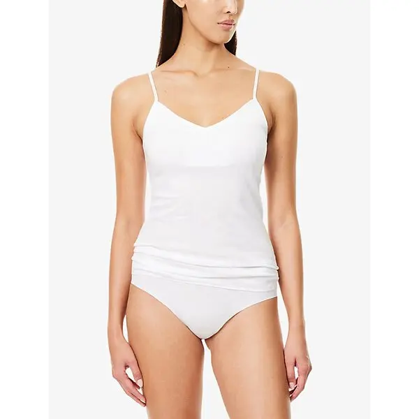 Hanro Seamless Shoulder-straps Cotton-jersey Top - White