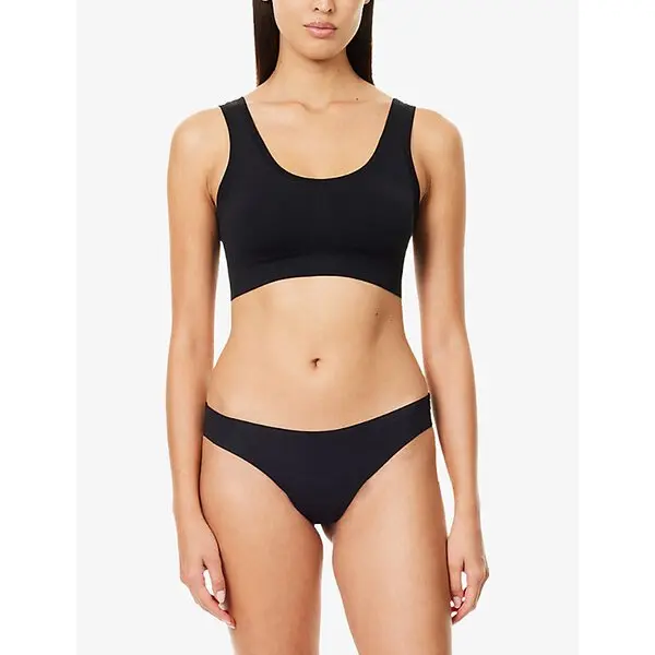 Hanro Invisible Mid-rise Stretch-cotton Thong - Black