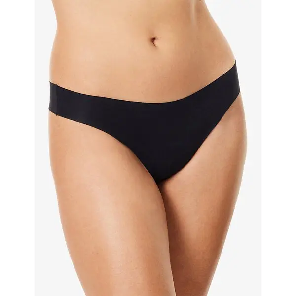 Hanro Invisible Mid-rise Stretch-cotton Thong - Black