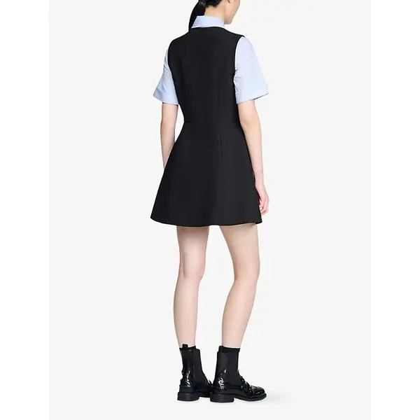 Sandro Short-sleeved Two-in-one Stretch-woven Mini Dress