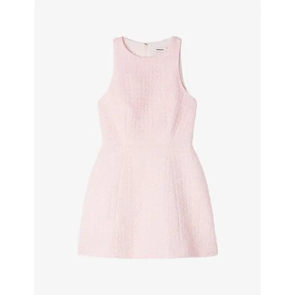 Sandro Sleeveless Sequin-embellished Tweed Mini Dress