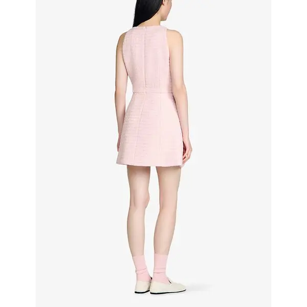 Sandro Sleeveless Sequin-embellished Tweed Mini Dress