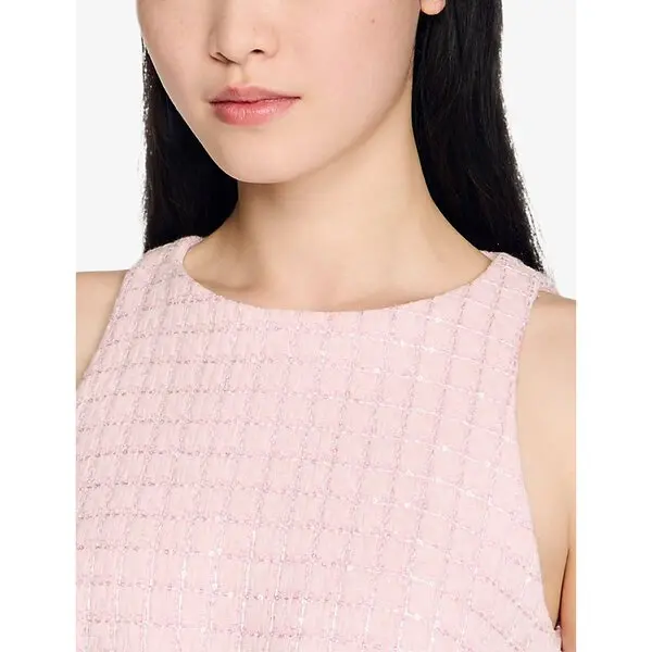 Sandro Sleeveless Sequin-embellished Tweed Mini Dress