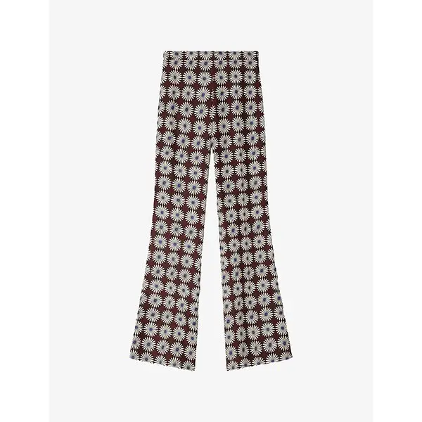 Sandro Floral-print Flared Trousers