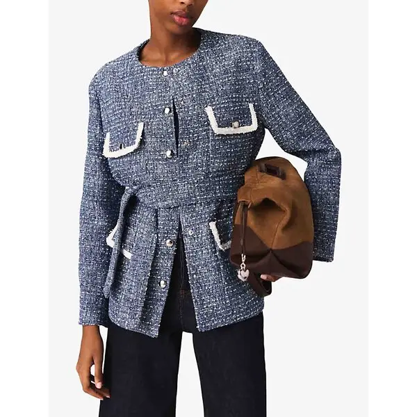 Maje Belted Tweed Jacket