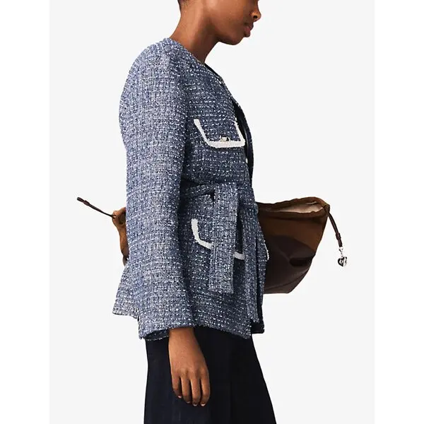 Maje Belted Tweed Jacket