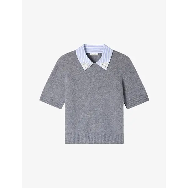 Sandro Detachable-collar Short-sleeved Wool Jumper
