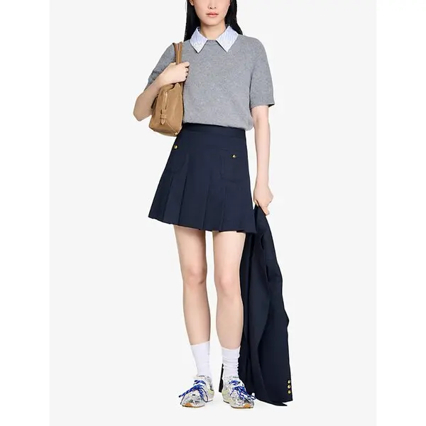 Sandro Detachable-collar Short-sleeved Wool Jumper