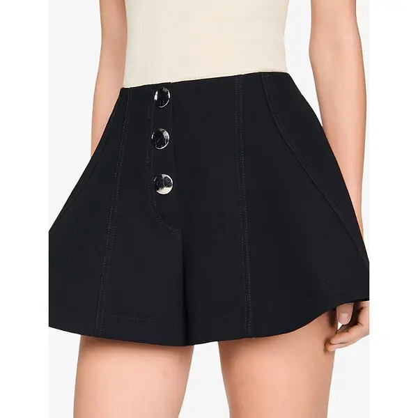 Sandro Flared Mid-rise Woven Shorts
