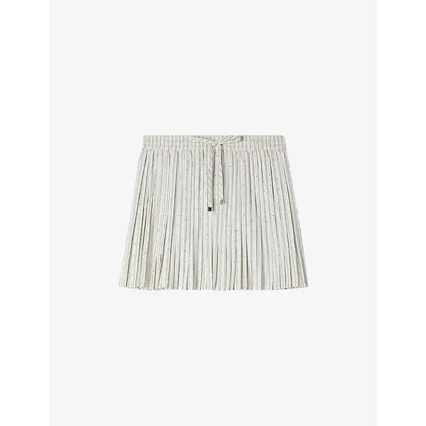 Sandro Striped Pleated Mini Skirt