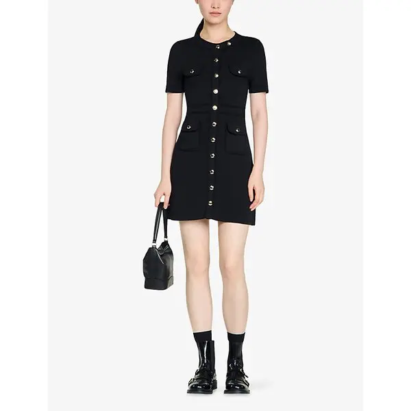Sandro Short-sleeved Knitted Mini Dress