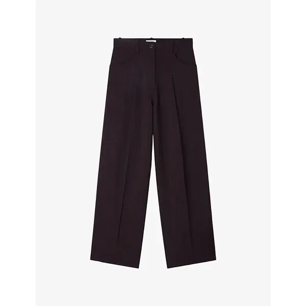 Sandro Wide-leg Mid-rise Woven Trousers
