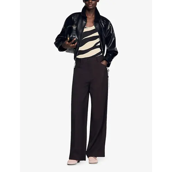 Sandro Wide-leg Mid-rise Woven Trousers