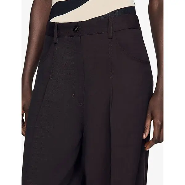 Sandro Wide-leg Mid-rise Woven Trousers