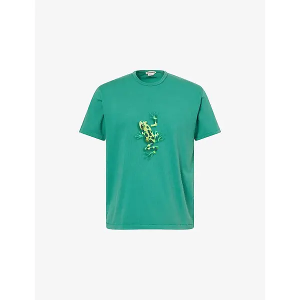 JW Anderson Jumping Frog Crewneck Cotton-jersey T-shirt - Emerald