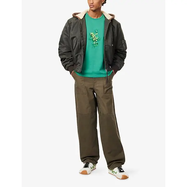 JW Anderson Jumping Frog Crewneck Cotton-jersey T-shirt - Emerald