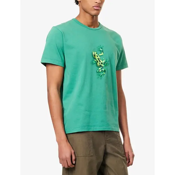 JW Anderson Jumping Frog Crewneck Cotton-jersey T-shirt - Emerald