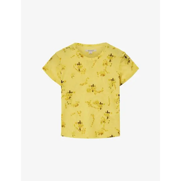 ALLSAINTS Ellie Floral-print Mesh T-shirt - Empoli Yellow