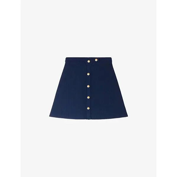 Sandro Ribbed High-rise Mini Skirt