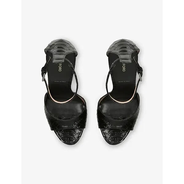 TOM FORD Embossed-leather Heeled Sandals