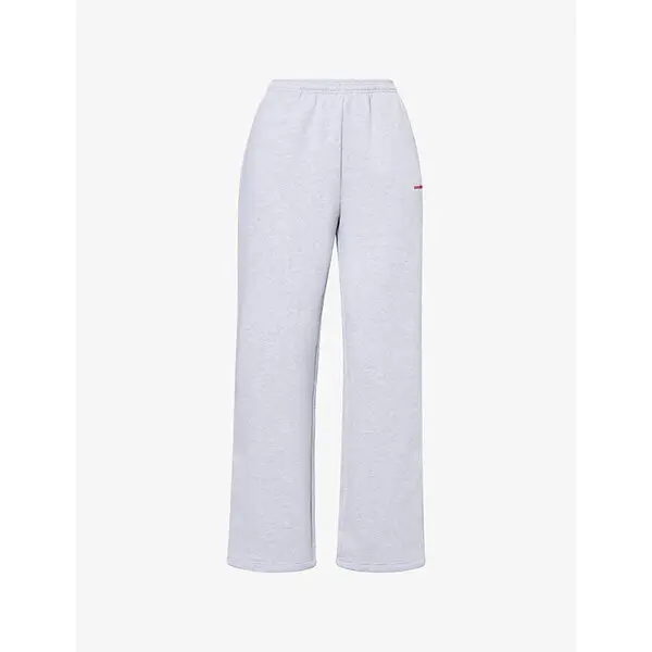 SISTERS & SEEKERS Brand-print Wide-leg Cotton-blend Jogging Bottoms - Grey Marl