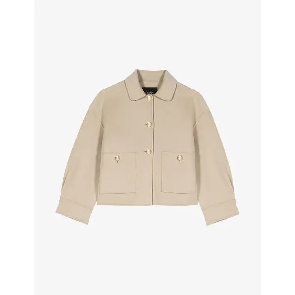 Maje Pleated-back Short Wool Jacket