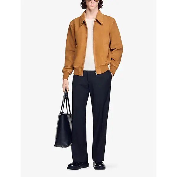Sandro Regular-fit Zip-up Suede Jacket