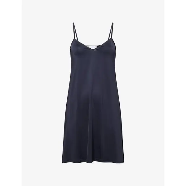 Hanro Satin Deluxe V-neck Nightdress - Black