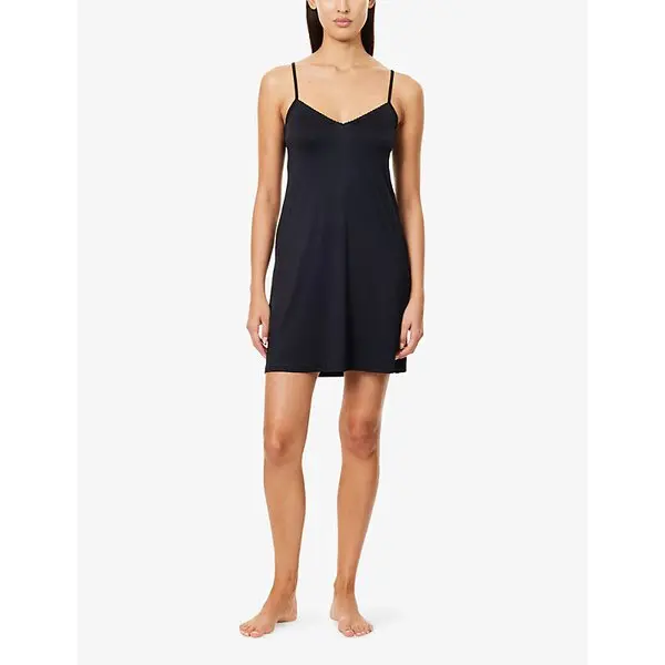 Hanro Satin Deluxe V-neck Nightdress - Black