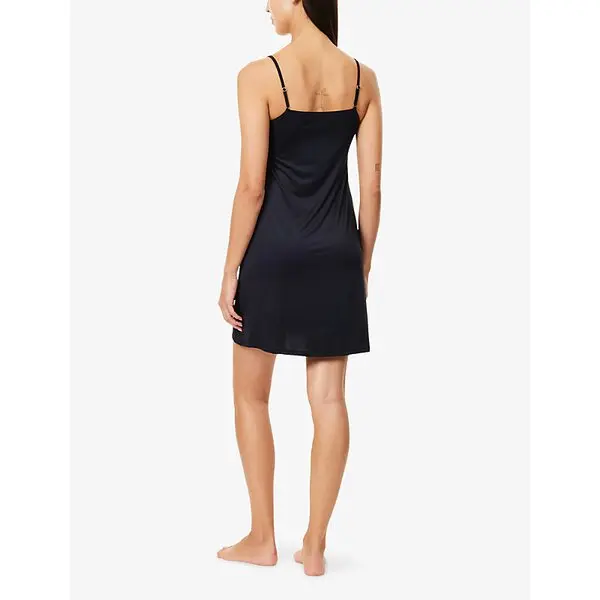 Hanro Satin Deluxe V-neck Nightdress - Black
