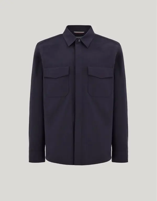 Canali Navy Nuvola Relaxed Fit Pure Cotton Overshirt