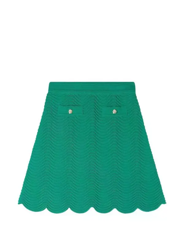 Sandro Wave-pattern Knitted Mini Skirt - Green
