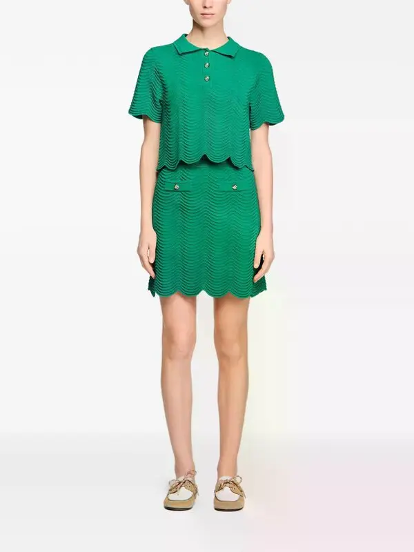 Sandro Wave-pattern Knitted Mini Skirt - Green