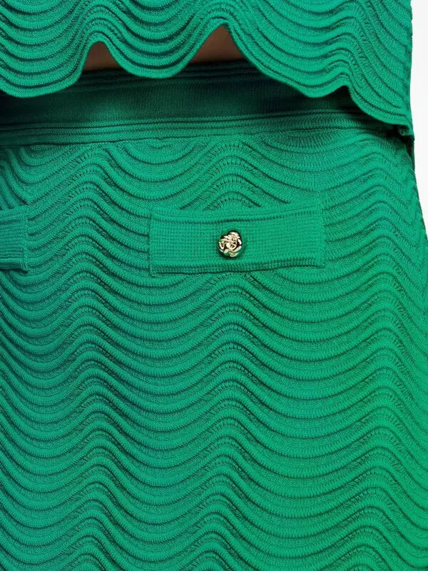 Sandro Wave-pattern Knitted Mini Skirt - Green